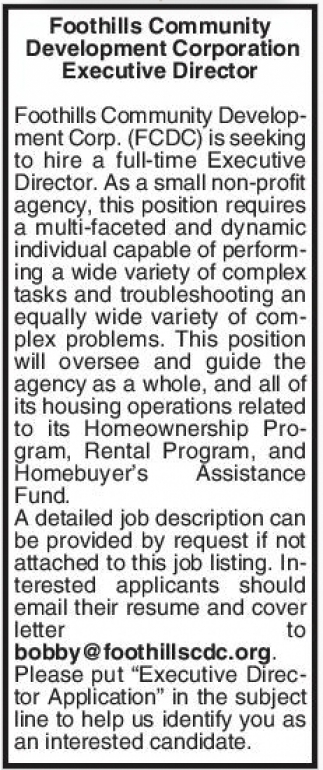 Executive Director, Foothills Community Development Corp. - FCDC