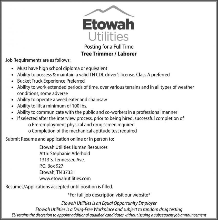 Etowah Utilities Etowah Tn